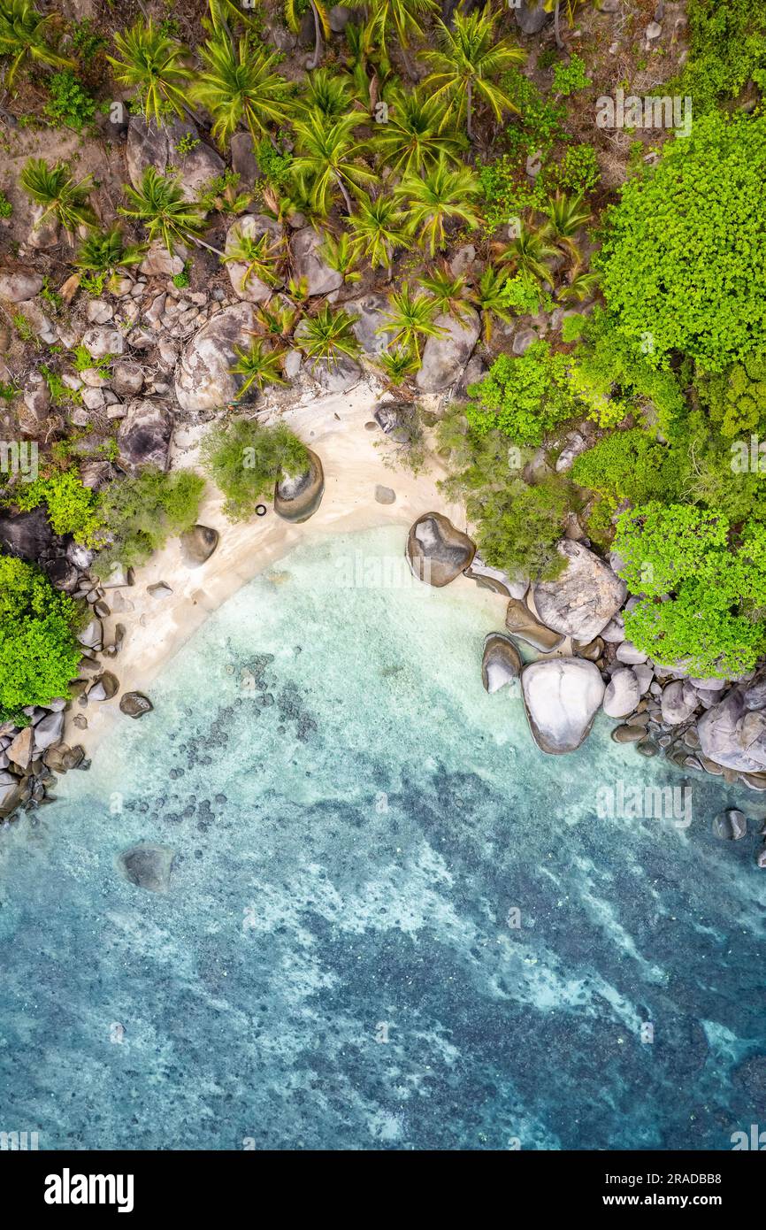 Aerial view of Freedom Beach and Taa Toh Lagoon Beach in koh Tao ...
