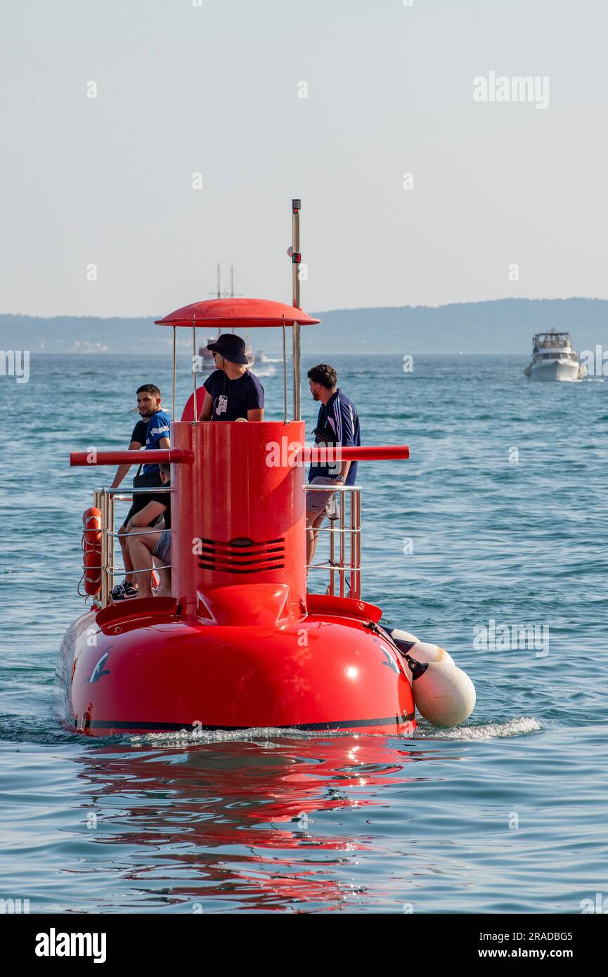 tourist submarine in split, croatia. semi-submersible visitor ...