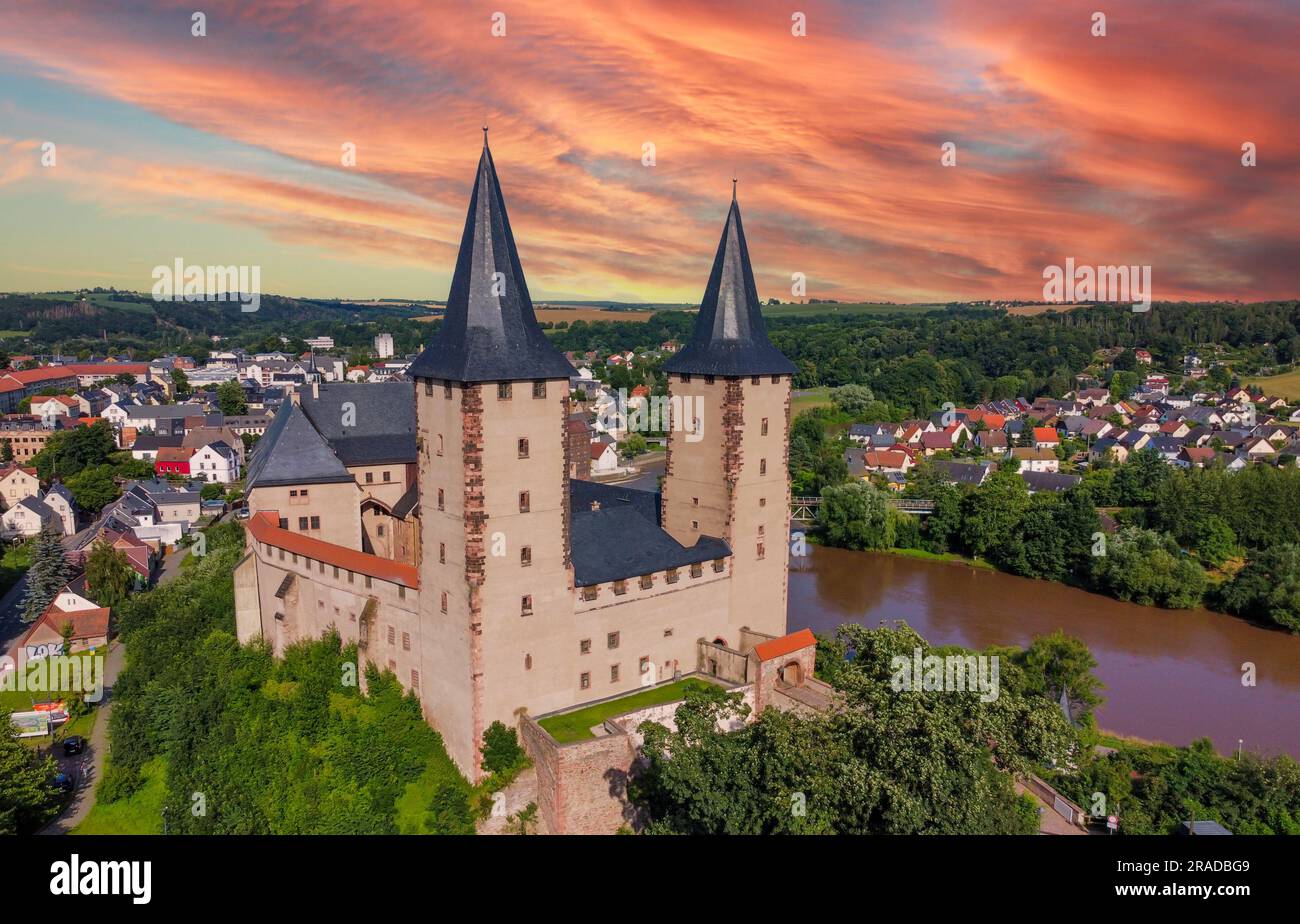 Aerial view of Rochlitz Castle in Saxony Stock Photo - Alamy