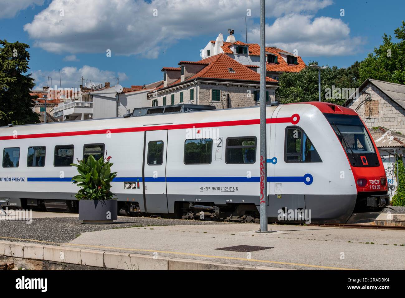 modern train in the city of split, croatia. croatian railway multiple unit. train in split ...