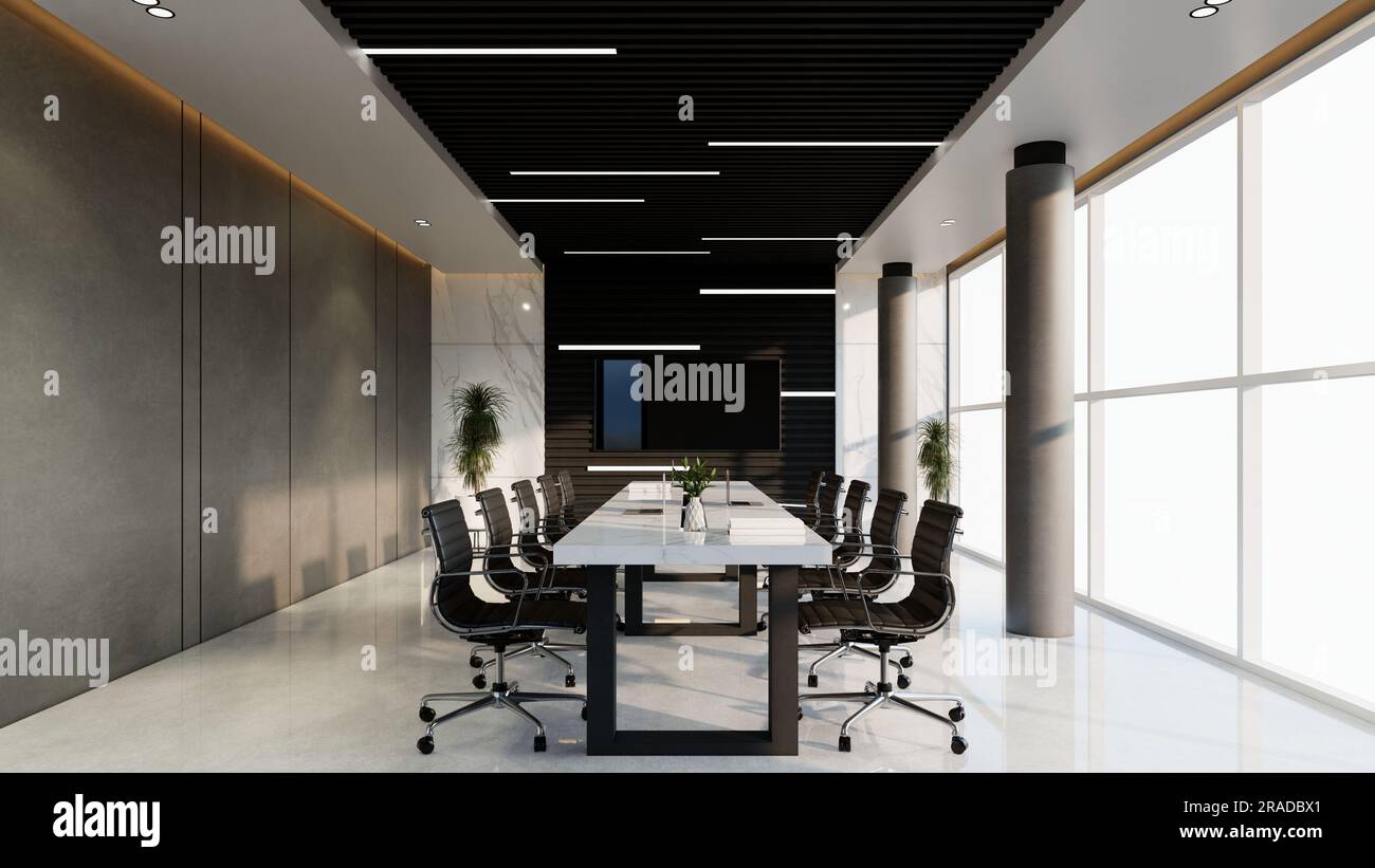 Modern conference interior and screens on the wall. The concept of ...