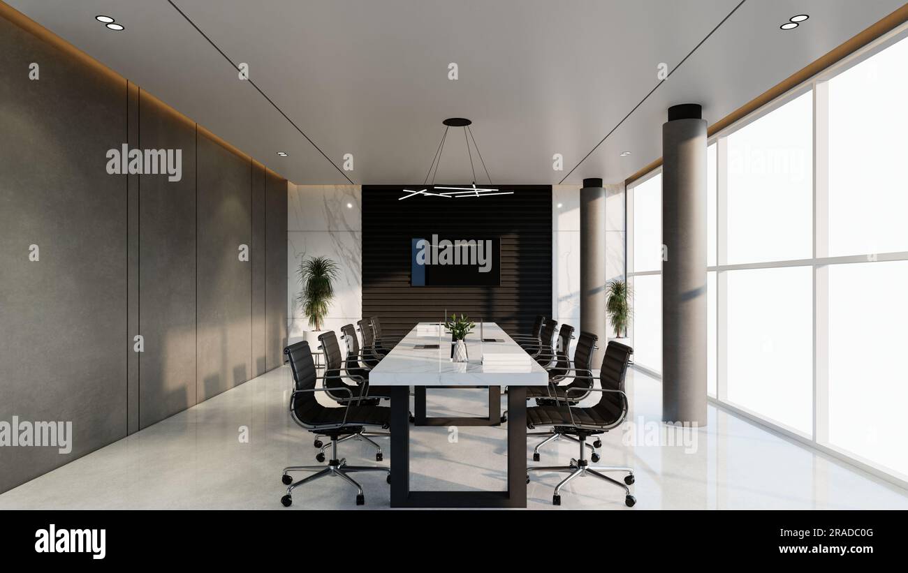 Modern conference interior and screens on the wall. The concept of ...