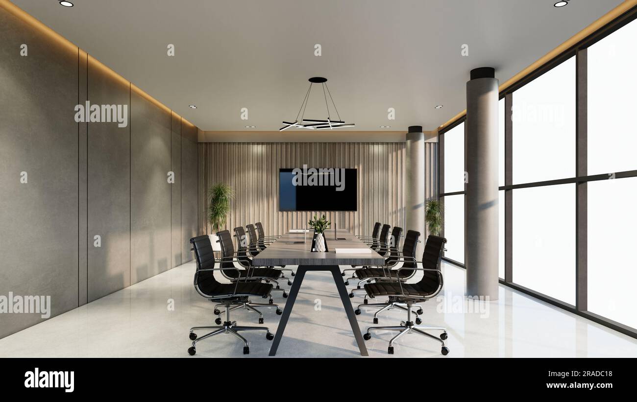 Modern conference interior and screens on the wall. The concept of ...
