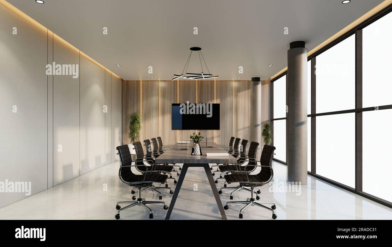 Modern conference interior and screens on the wall. The concept of ...