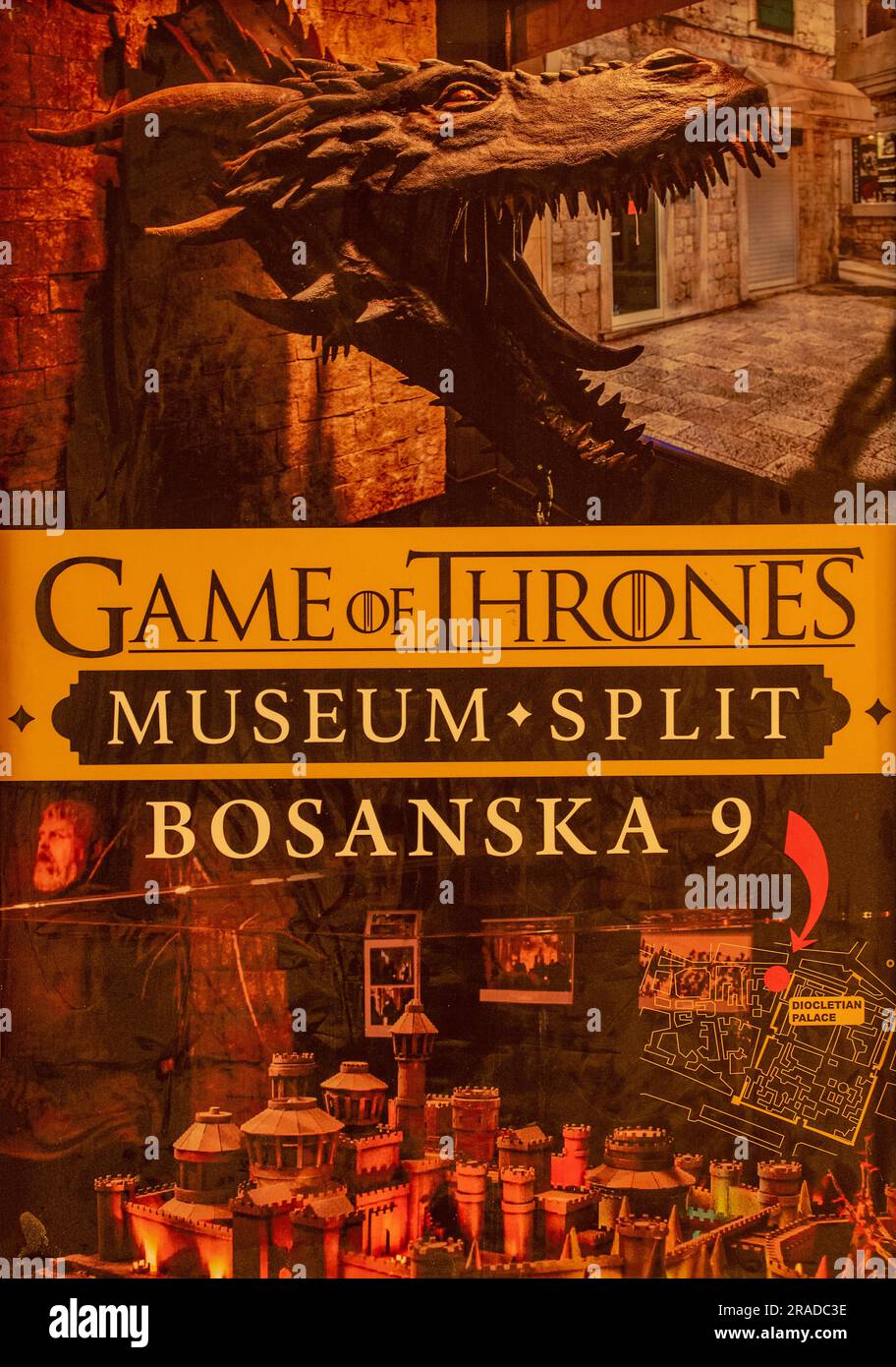 poster advertising the game of thrones museum in split, croatia Stock ...