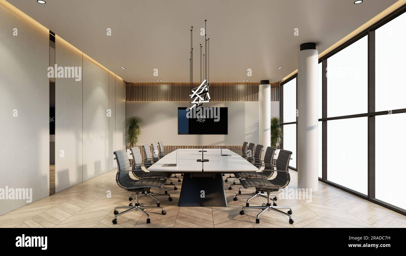 Modern conference interior and screens on the wall. The concept of ...