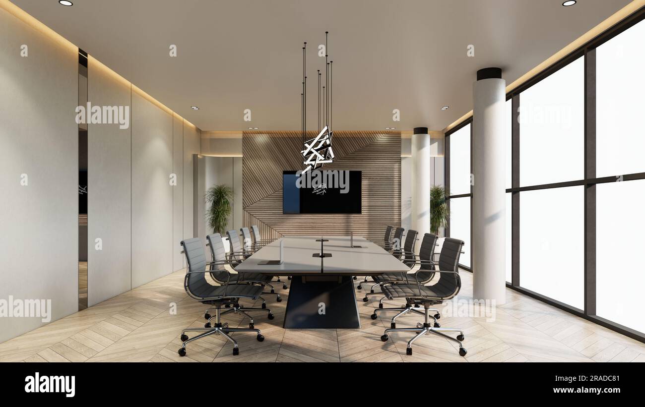 Modern conference interior and screens on the wall. The concept of ...