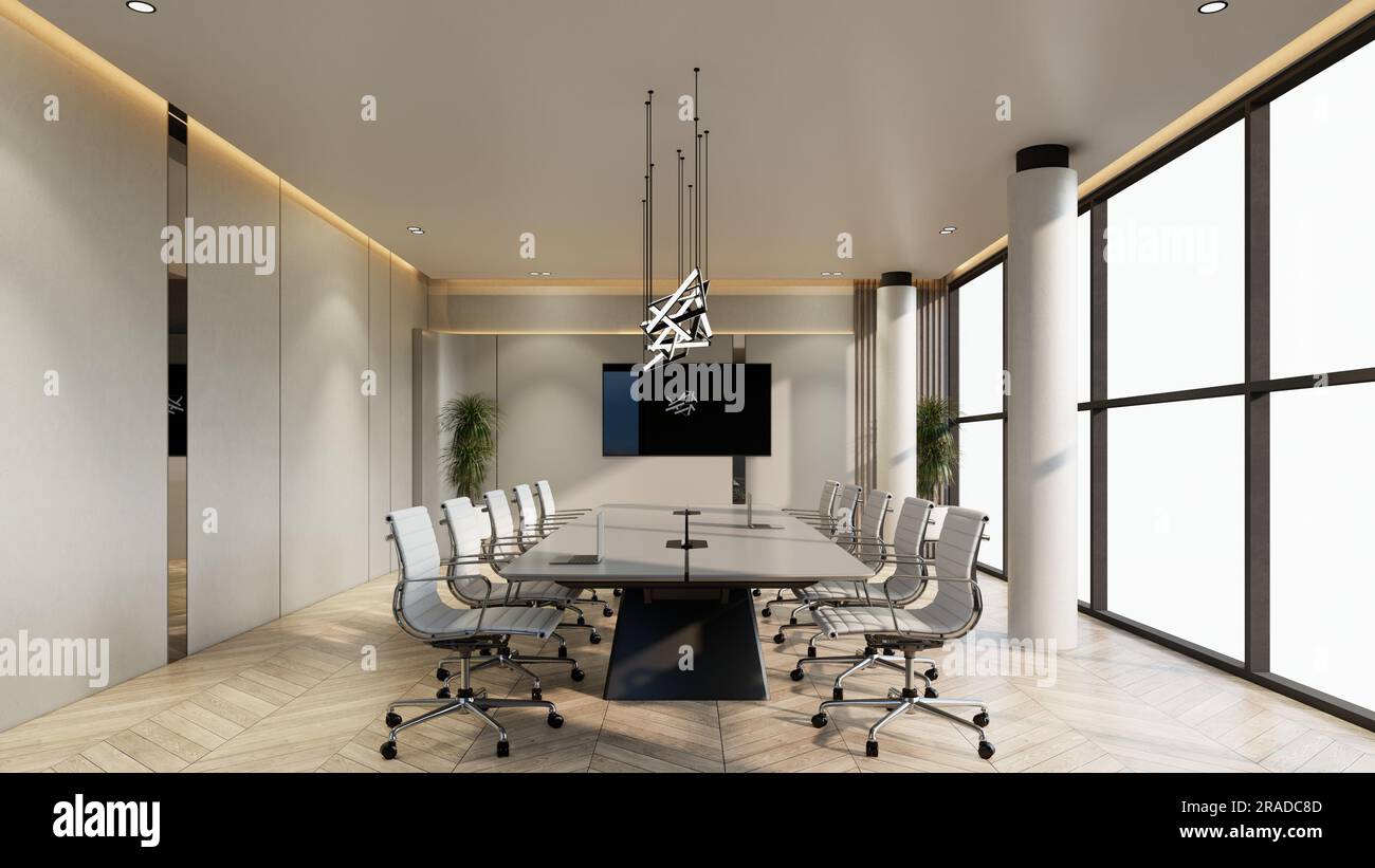 Modern conference interior and screens on the wall. The concept of ...