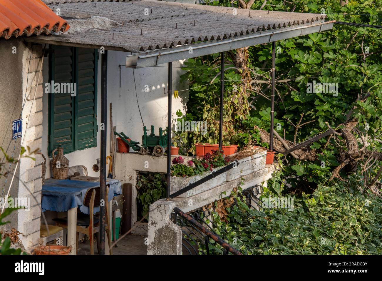 rustic or rural themed country farmhouse balcony at a small flat or ...