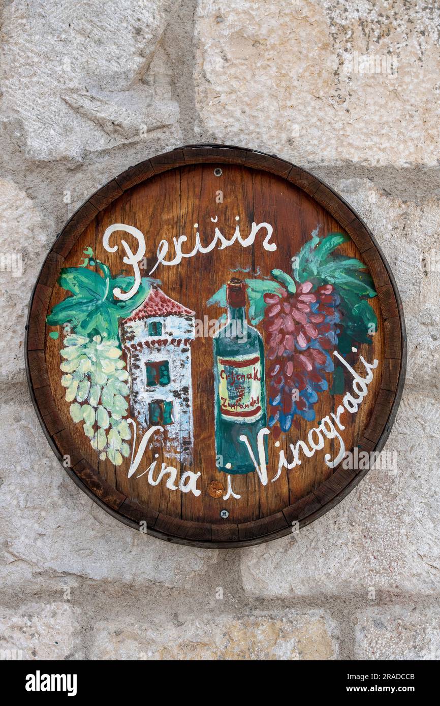 hand painted barrel top advertising a vineyard in split, croatia ...