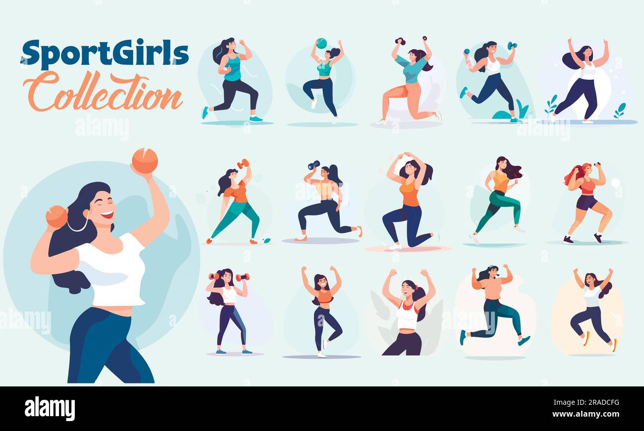 Girls gym training Stock Vector Images - Alamy