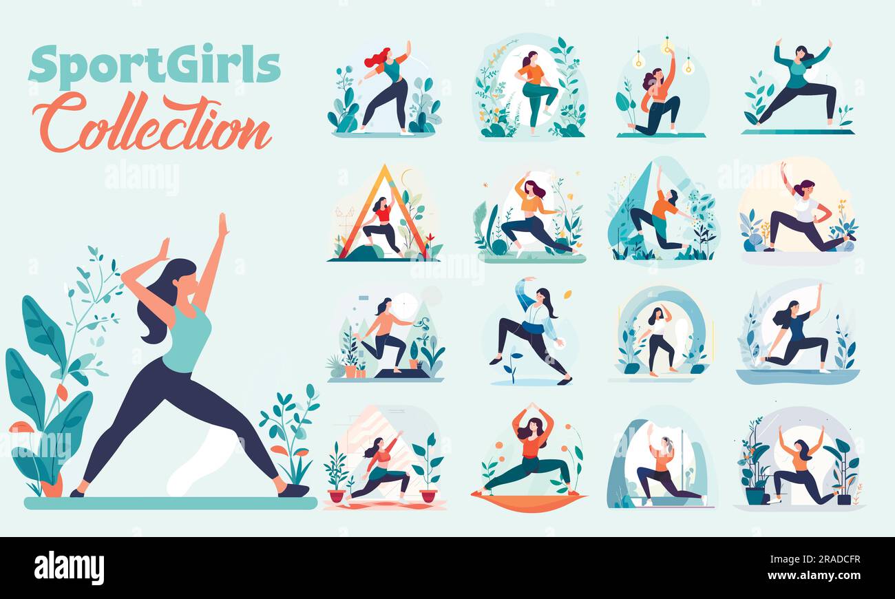 Girls gym training Stock Vector Images - Alamy