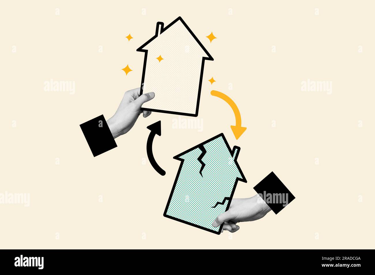 House renovation conceptual collage apartment repair changing old ...