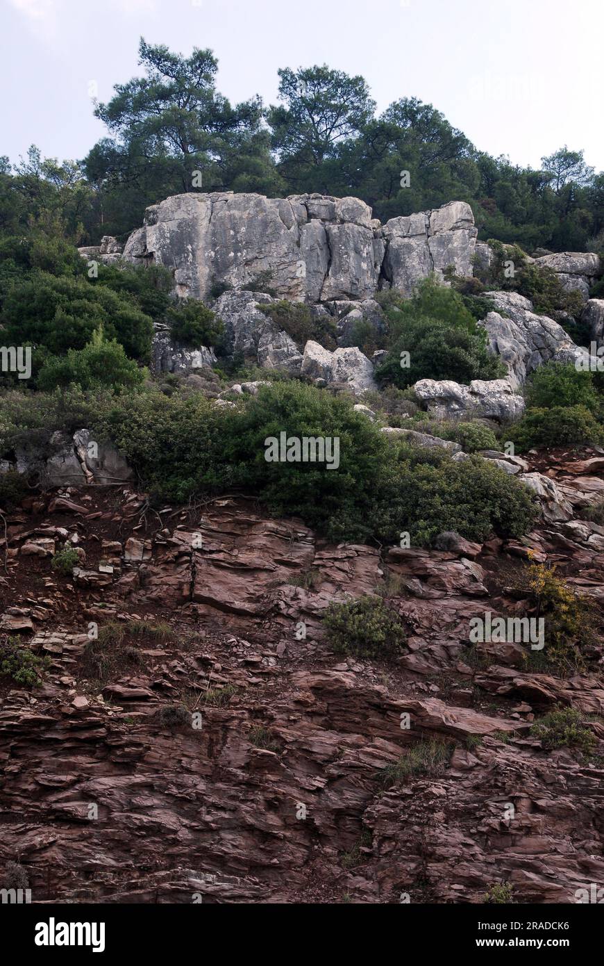 Greece, Rhodes island Embonas village and Atavyros mountain Stock Photo ...