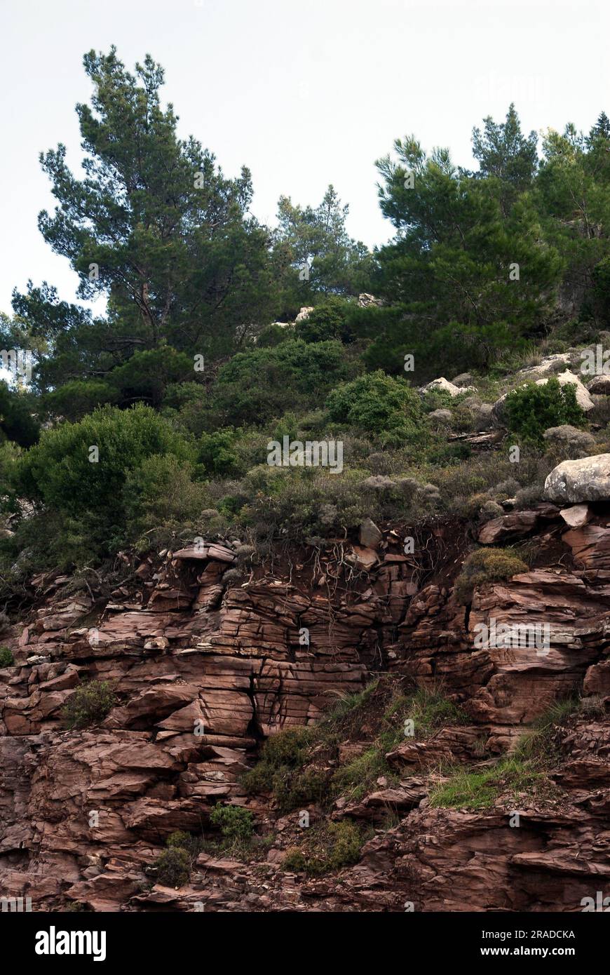 Greece, Rhodes island Embonas village and Atavyros mountain Stock Photo ...