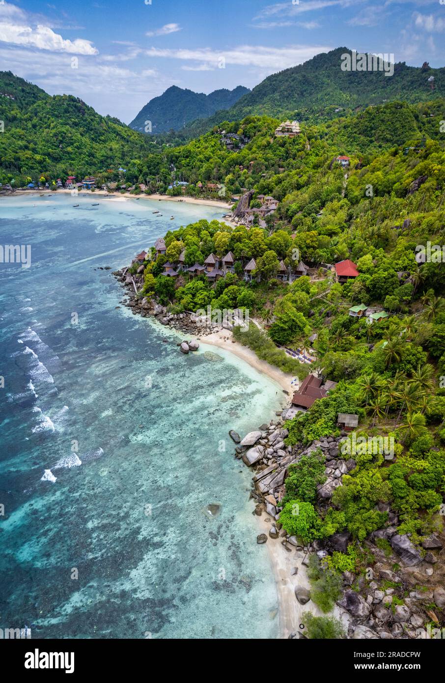 Aerial view of Freedom Beach and Taa Toh Lagoon Beach in koh Tao ...