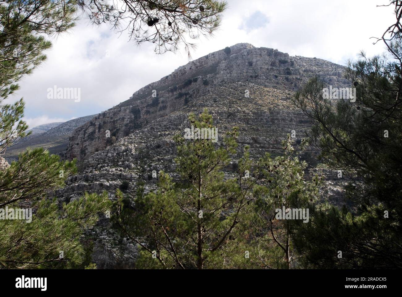 Greece, Rhodes island Embonas village and Atavyros mountain Stock Photo ...