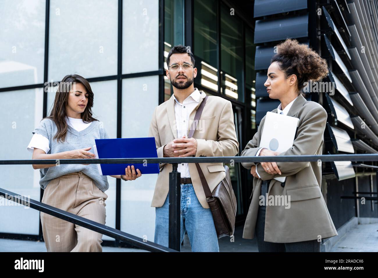 Business people partners colleagues team and staff member last meeting ...