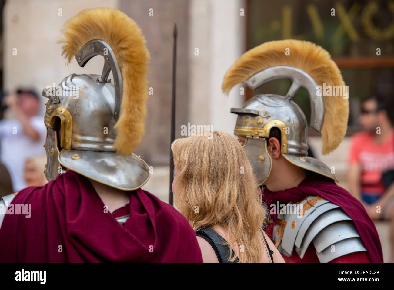 roman centurions in split city centre posing for a photograph with a ...