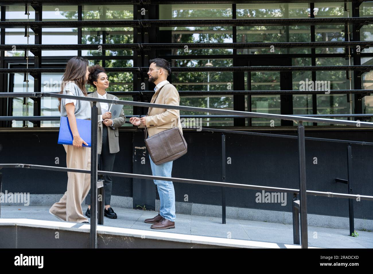 Business people partners colleagues team and staff member last meeting ...