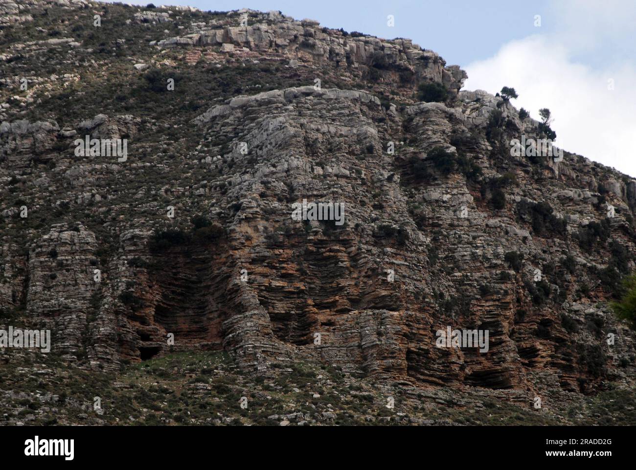 Greece, Rhodes island Embonas village and Atavyros mountain Stock Photo ...