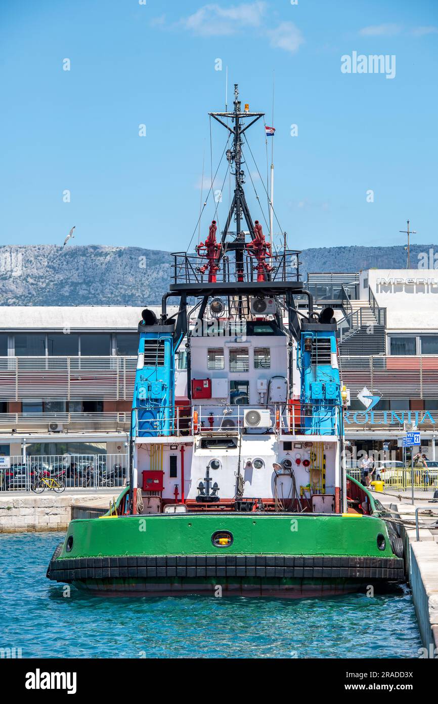 large harbour tug on standby in split port, croatia, large tugboat ...
