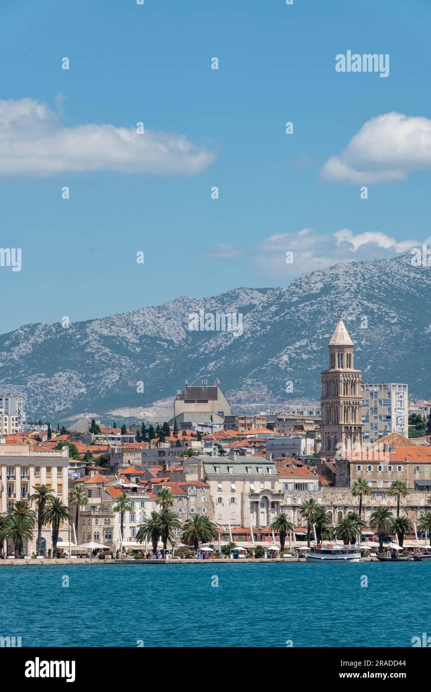 historic waterfront and churches in the croatian city of split on the ...
