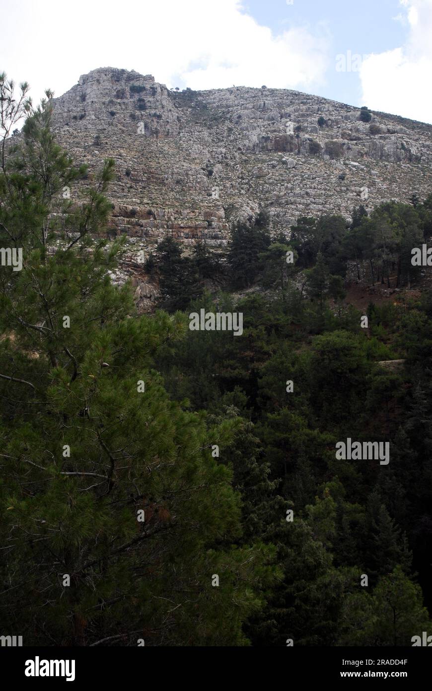 Greece, Rhodes island Embonas village and Atavyros mountain Stock Photo ...