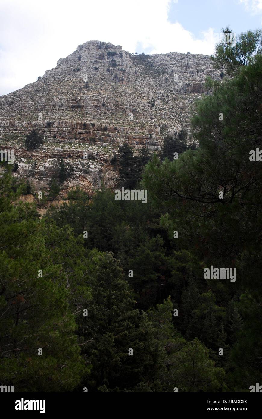 Greece, Rhodes island Embonas village and Atavyros mountain Stock Photo ...
