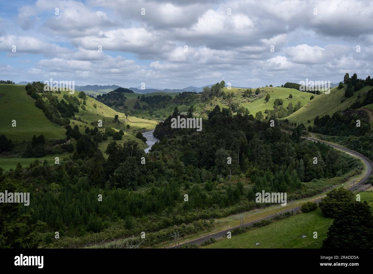 The bucolic green countryside near Piriaka Lookout overlooking the ...