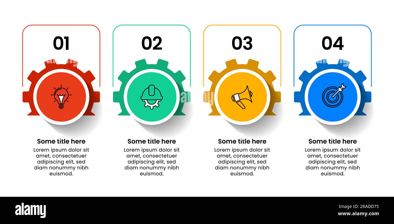Infographic template with icons and 4 options or steps. Gears in row ...