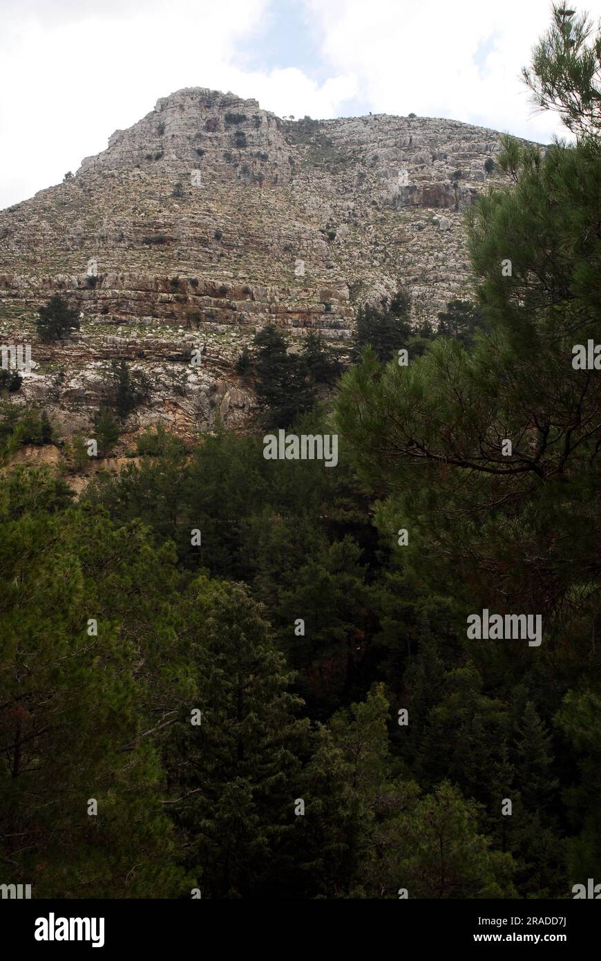 Greece, Rhodes island Embonas village and Atavyros mountain Stock Photo ...