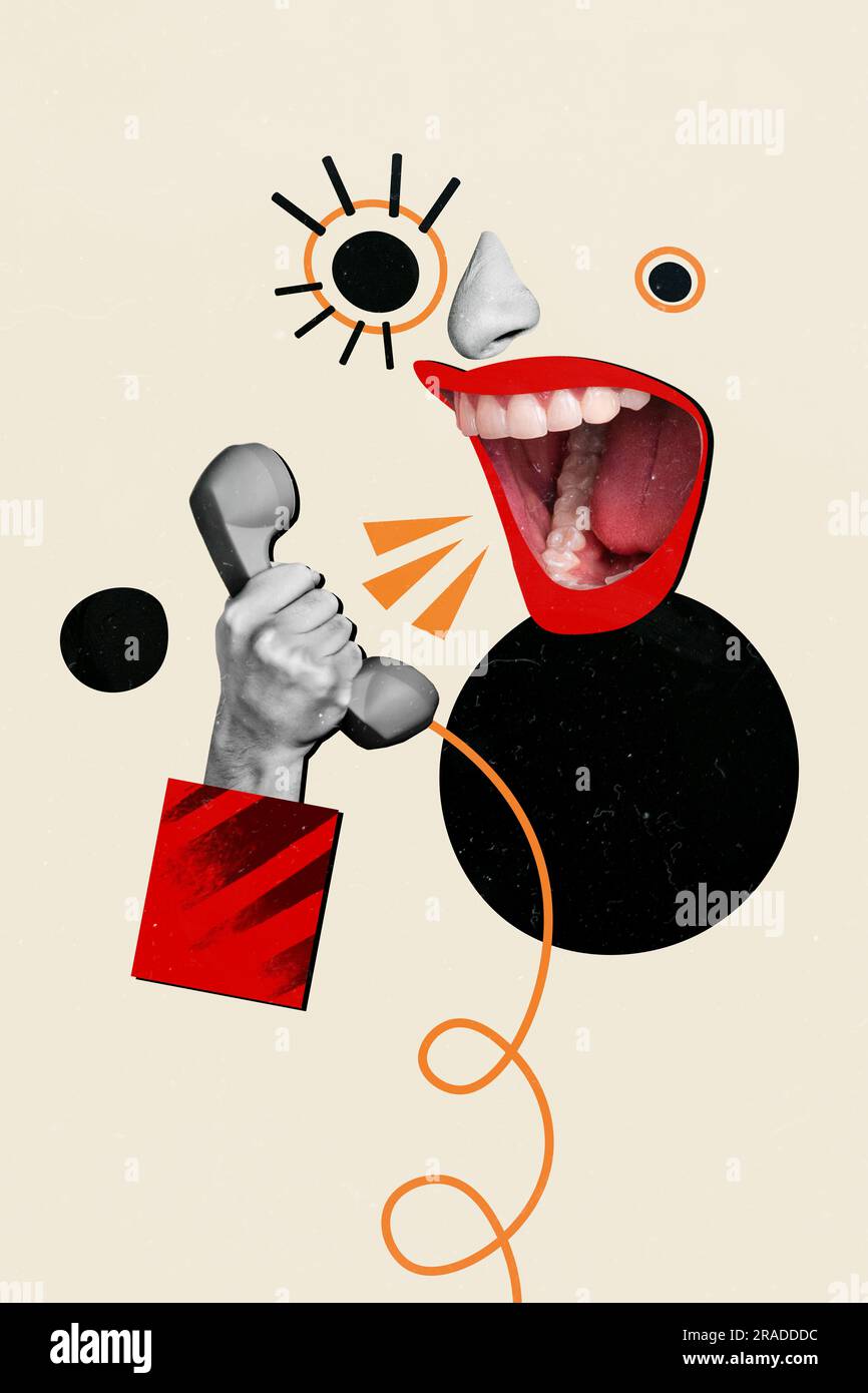 Vertical concept creative composite photo collage of angry crazy mad ...