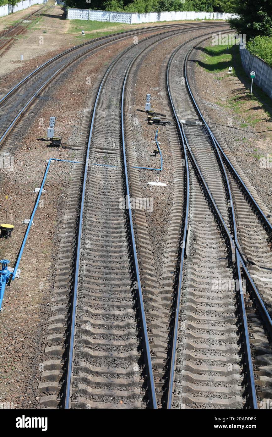 Photo of the railroad junction top view Stock Photo - Alamy