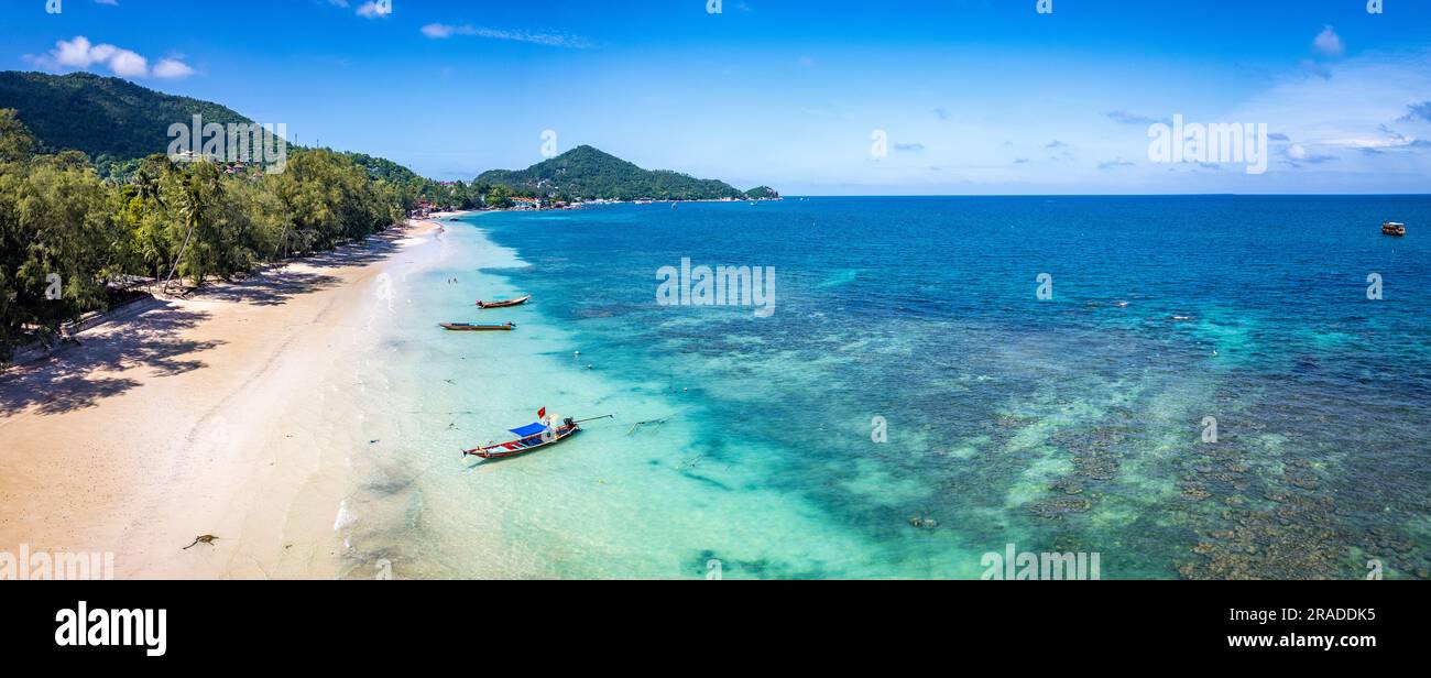 Aerial view of Sairee Beach or Sai Ri Beach in koh Tao, Thailand Stock ...