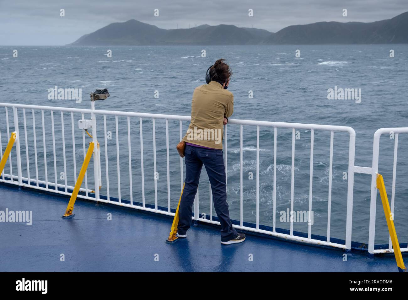 Taking photographs in windy conditions crossing Cook Strait on the ...