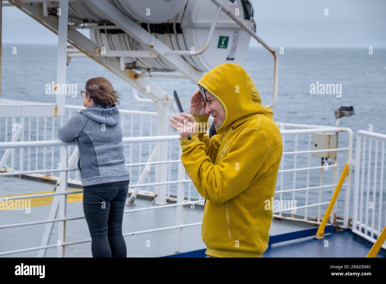 Taking photographs in windy conditions crossing Cook Strait on the ...