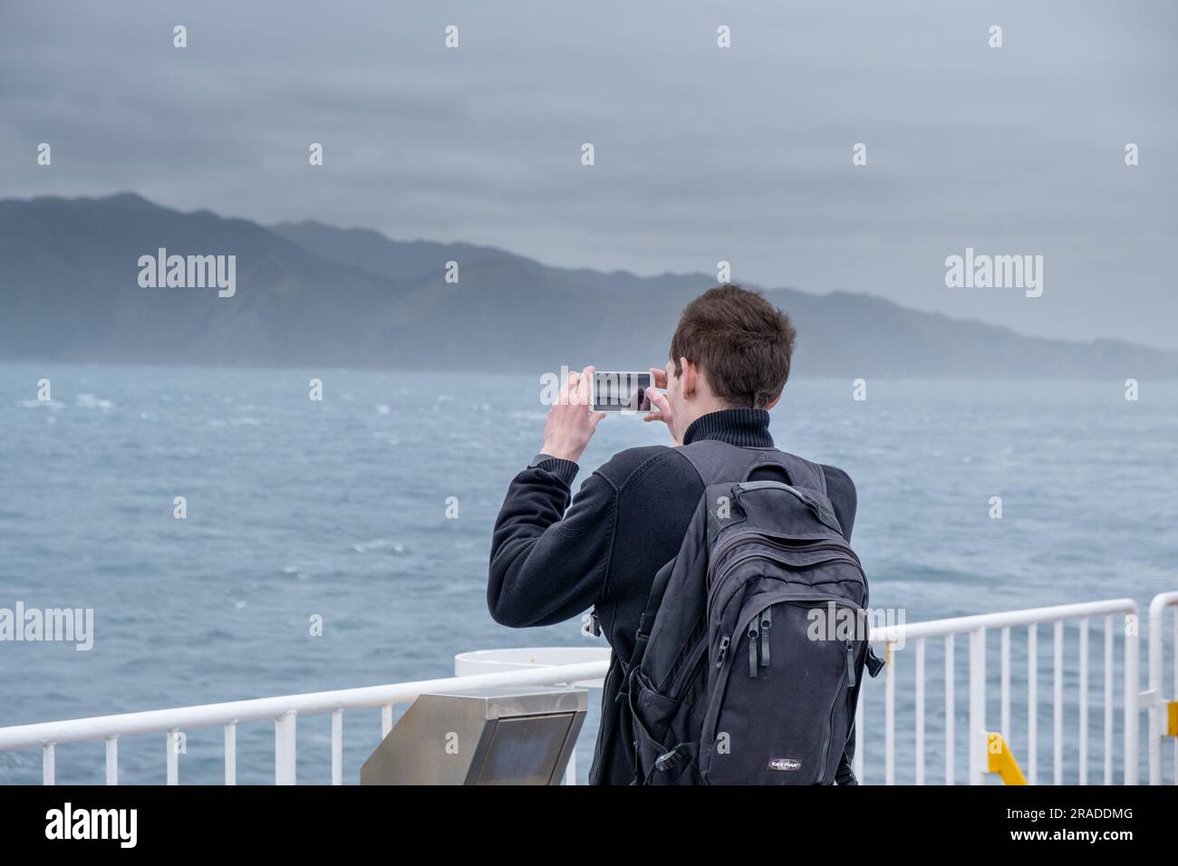 Taking photographs in windy conditions crossing Cook Strait on the ...