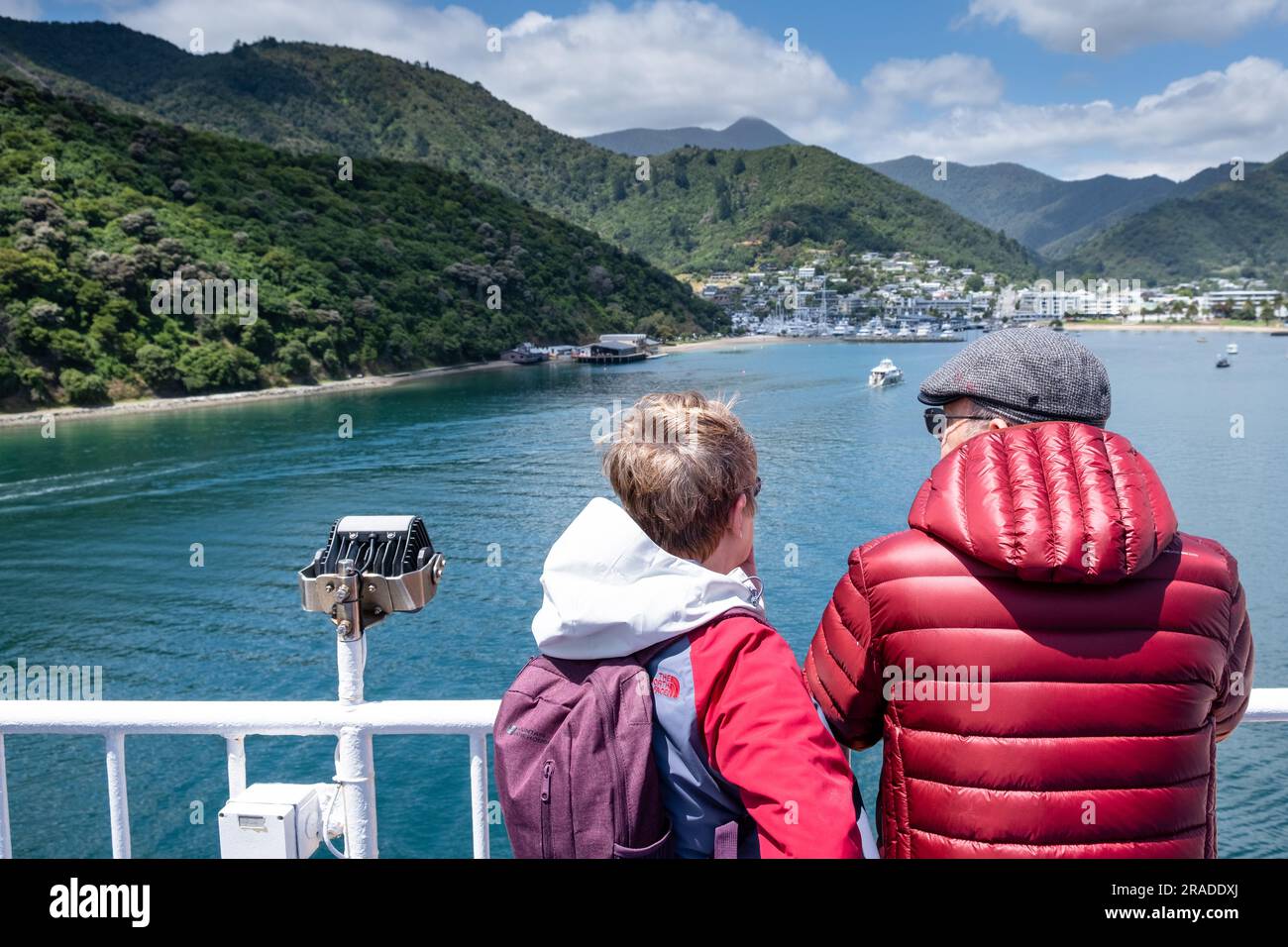 Tourist ferry arrival in Picton on the Wellington to Picton Cook Strait ...