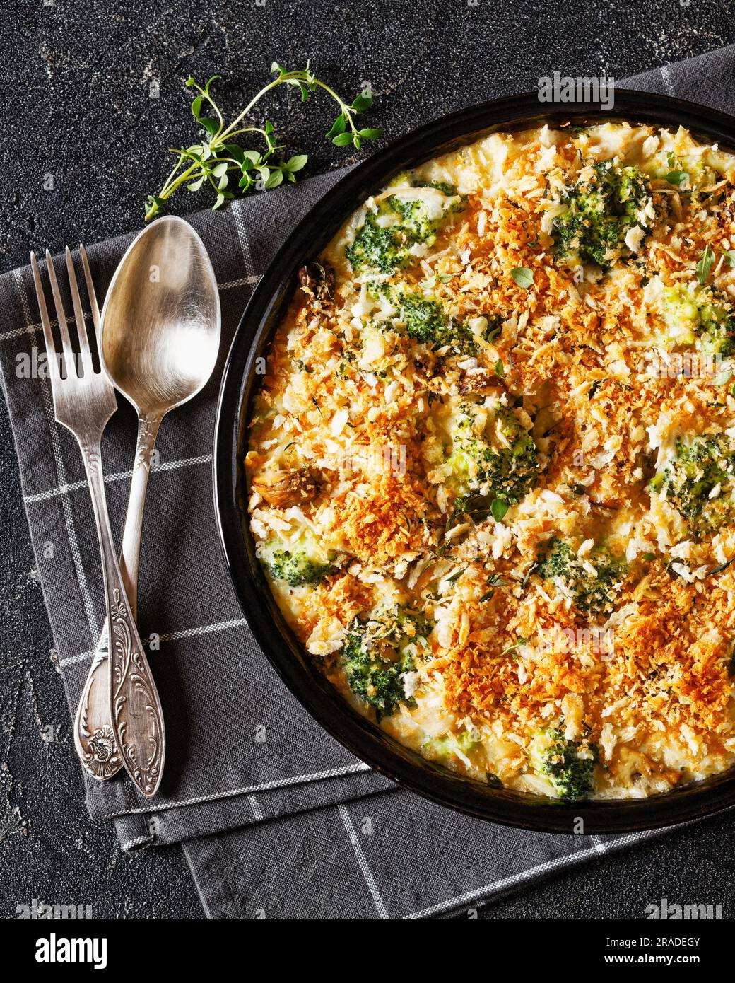 Chicken, Broccoli and mushrooms creamy Casserole topped with panko ...