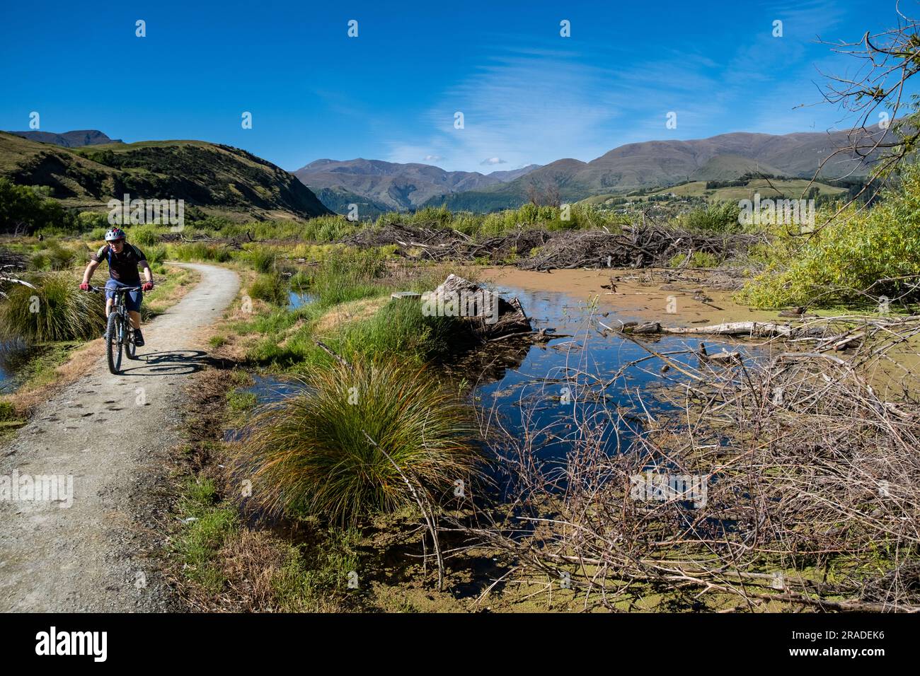 Lake Hayes on the popular cycle path that runs north from Queenstown to ...