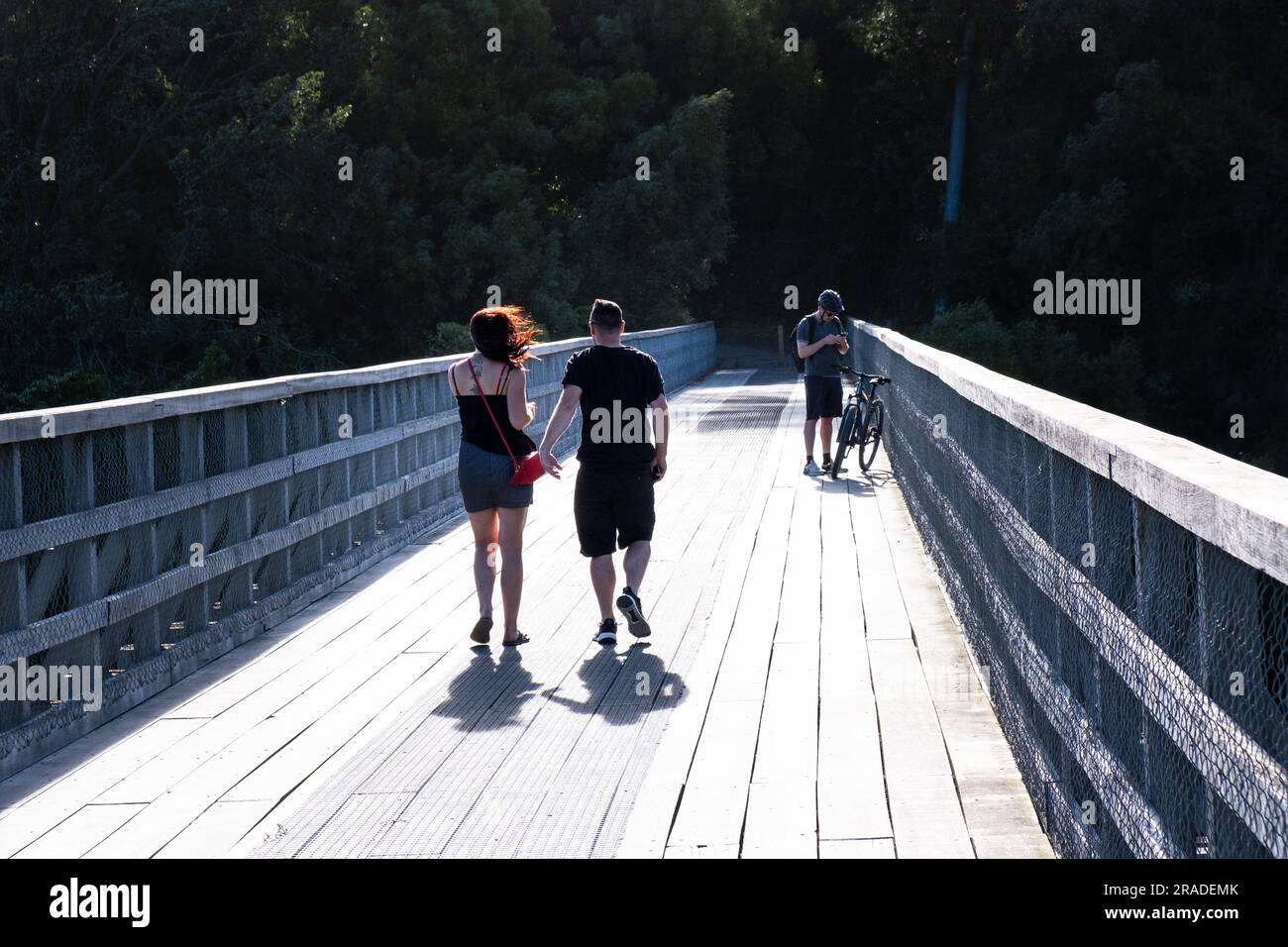 Shotover Bridge over Shotover River Delta on the popular cycle path ...