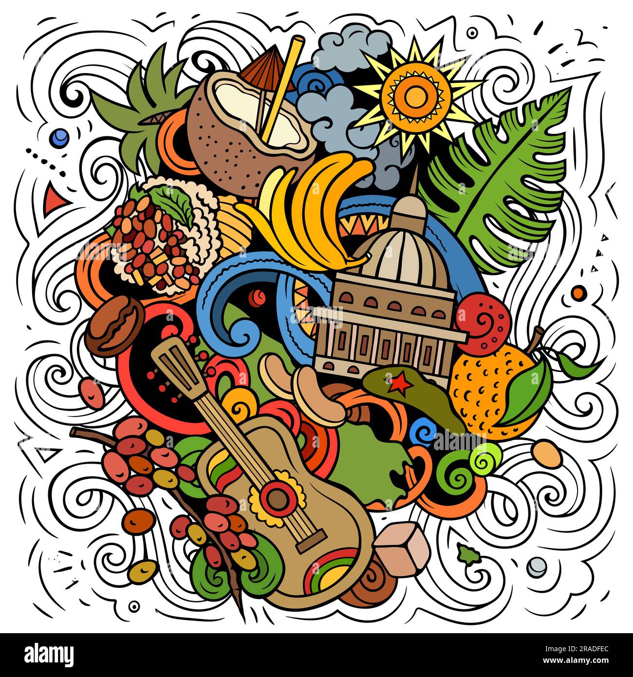 Cuba cartoon doodle illustration. Funny Cuban design. Creative vector ...