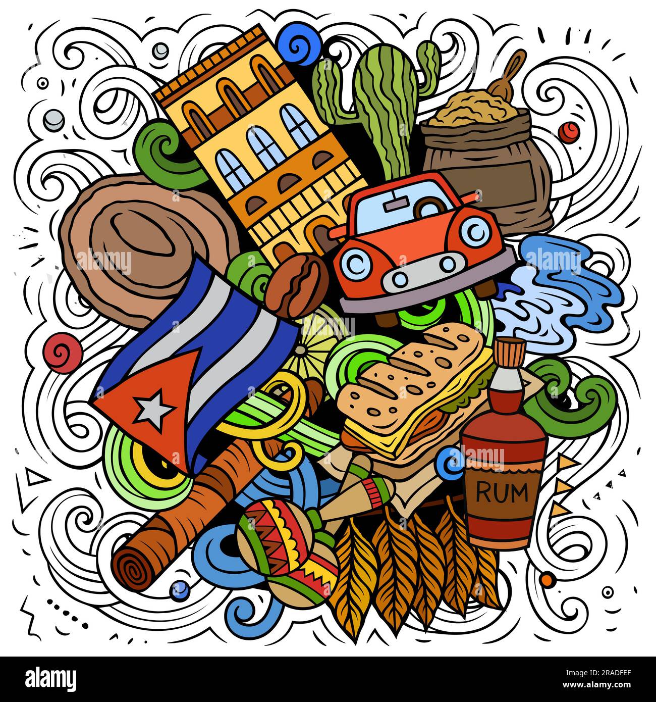 Cuba cartoon doodle illustration. Funny Cuban design. Creative vector ...