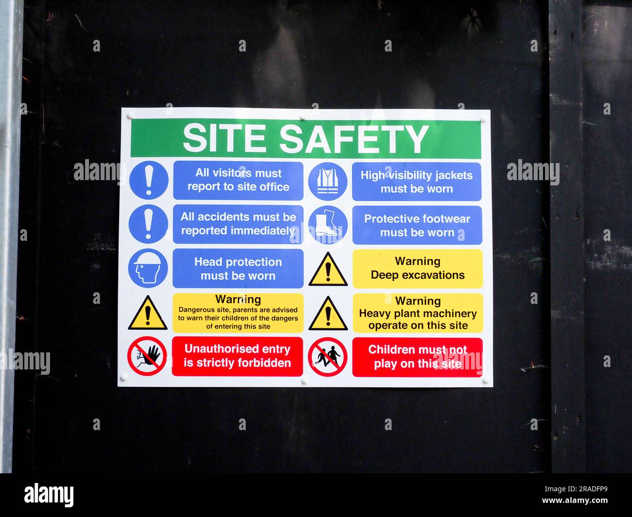 Close up of a building site health and safety warning sign Stock Photo ...