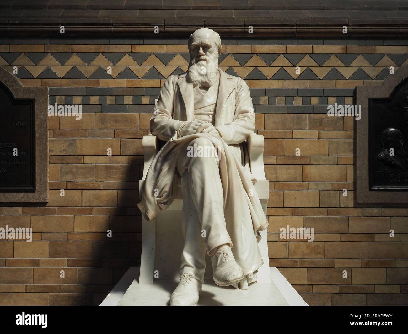 LONDON, UK - JUNE 09, 2023: Charles Darwin statue at the Natural ...