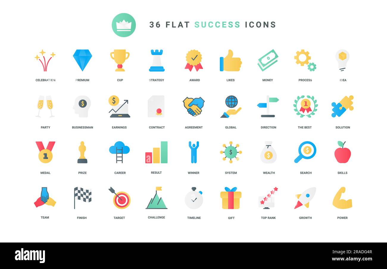 Symbols of top projects, objective target and opportunity to win and ...