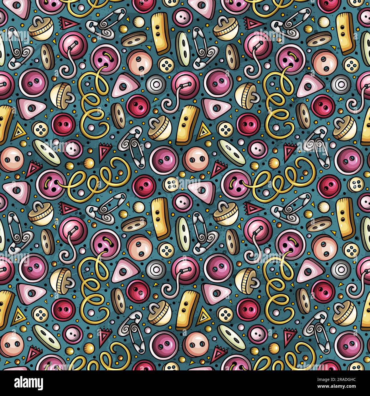 Handmade doodles seamless pattern. Sewing and knitting background ...