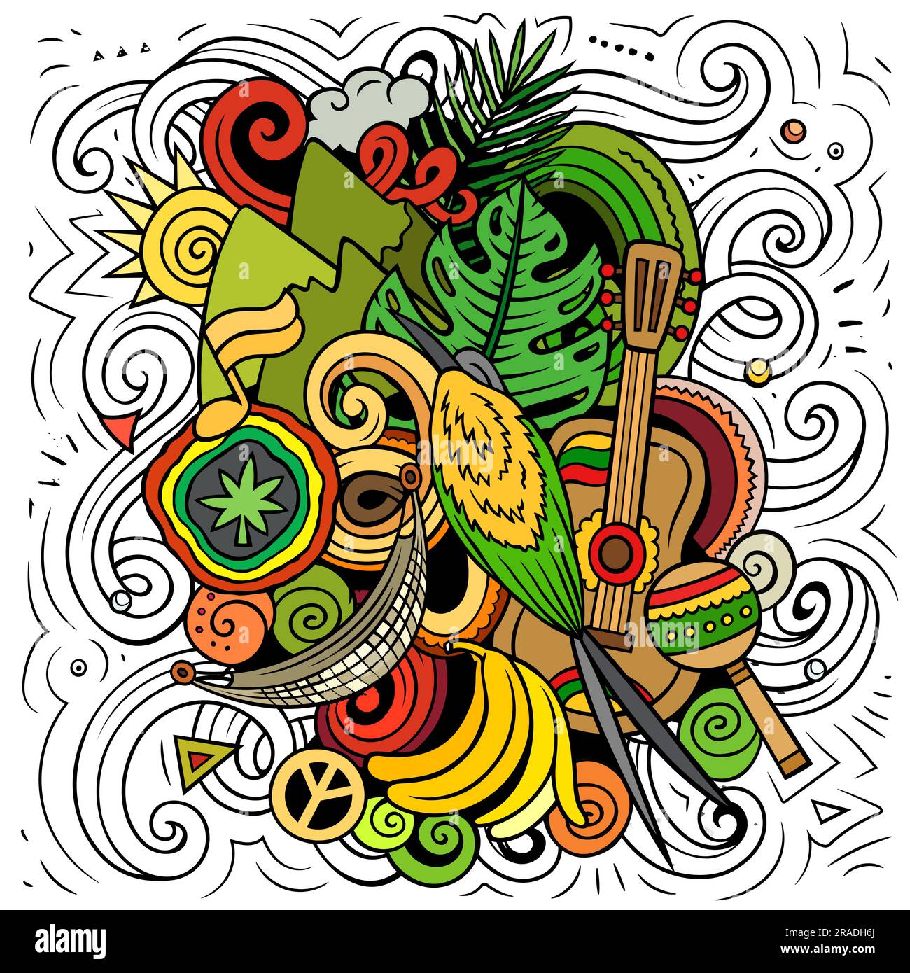 Jamaican cartoon doodle illustration. Funny Cuban design. Creative ...