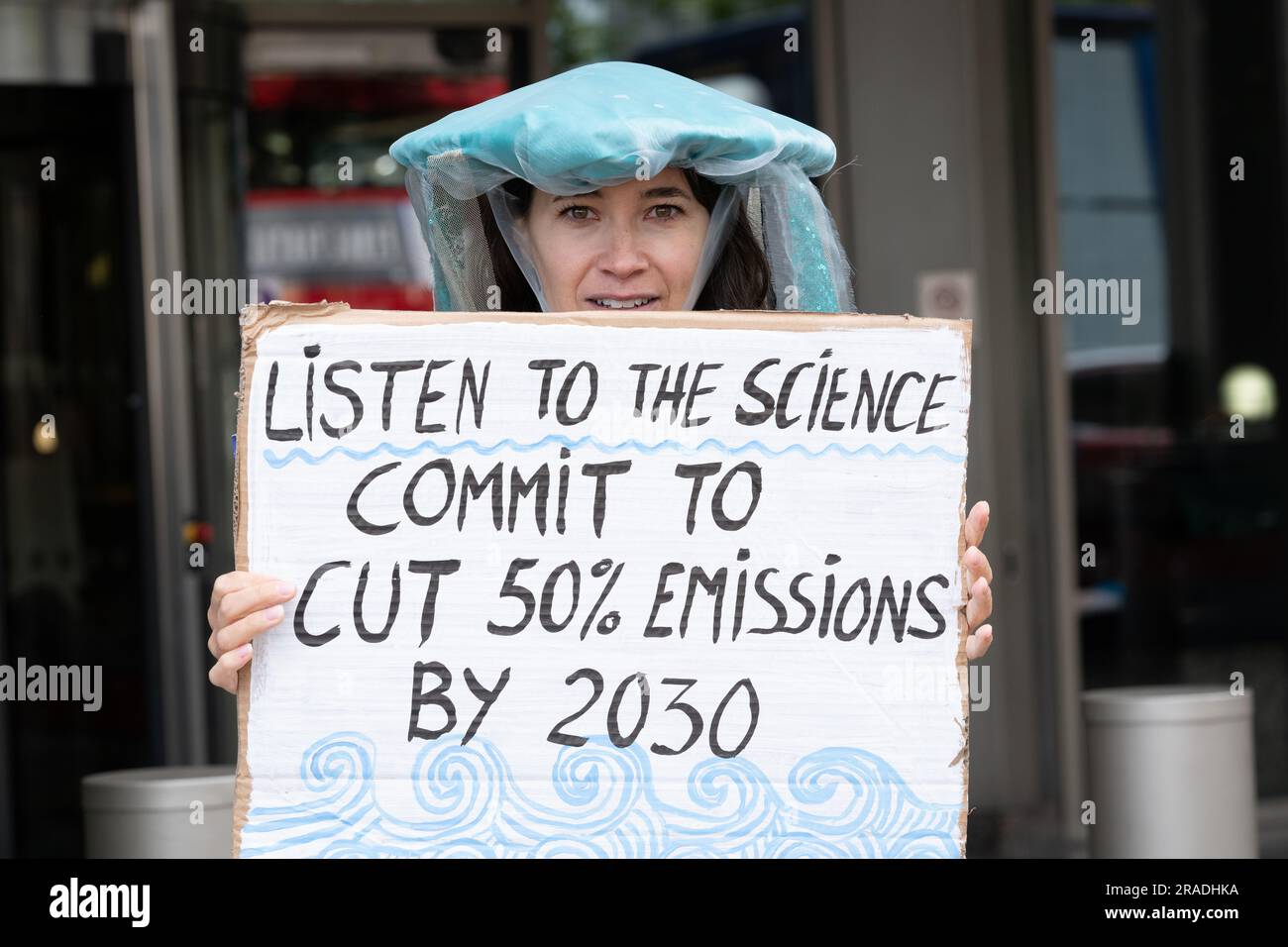 London, UK. 3 July, 2023. Activists from the Clean Shipping Coalition ...